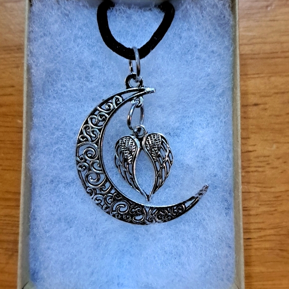 Jewelry | Crescent Moon Angel Wings Necklace | Poshmark